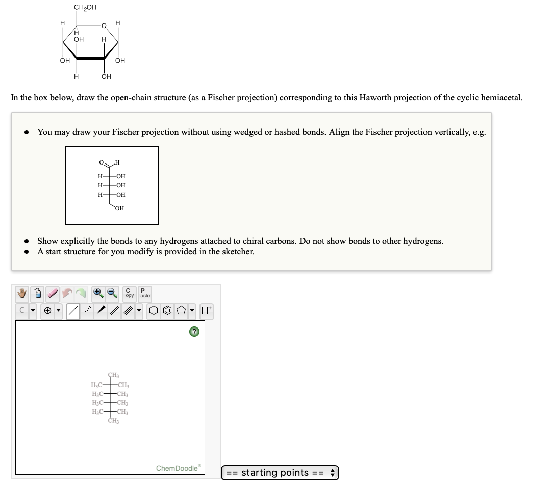 Solved CH OH Н H 0 H OH H OH OH H OH In the box below, draw | Chegg.com