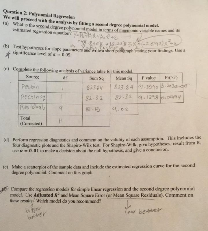 Question 2: Polynomial Regression will proceed with | Chegg.com