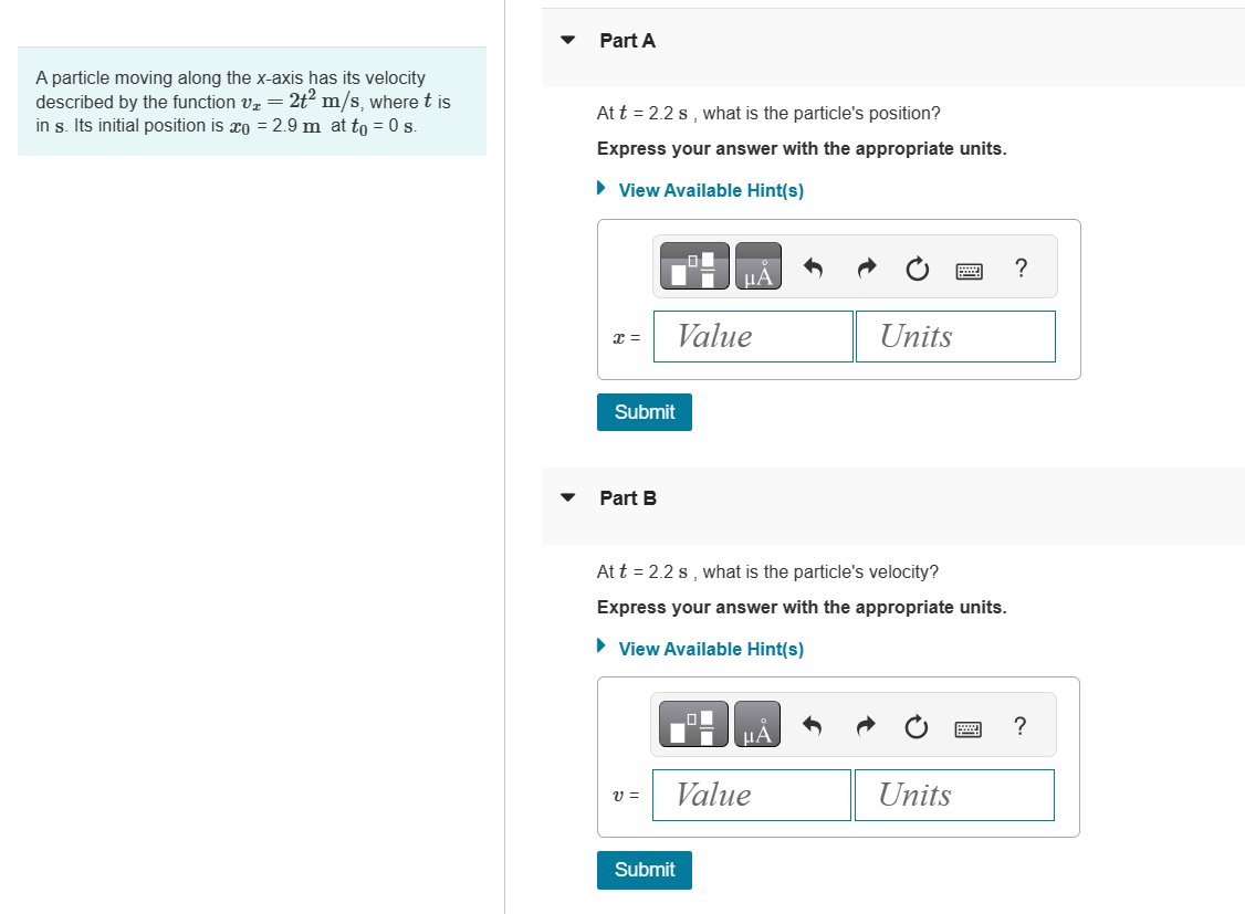 Solved A particle moving along the x-axis has its velocity | Chegg.com