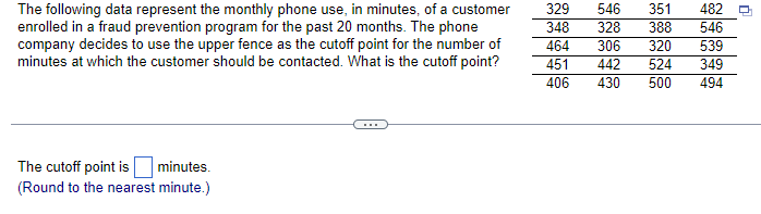 Solved The following data represent the monthly phone use, | Chegg.com