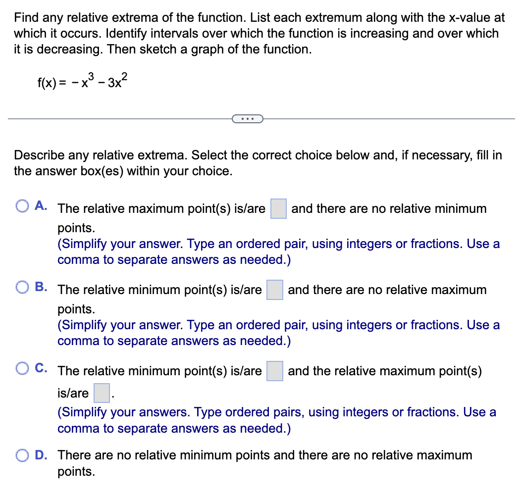 Solved Find any relative extrema of the function. List each | Chegg.com