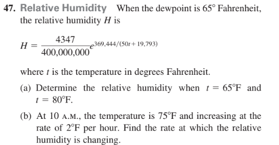Solved Relative Humidity When the dewpoint | Chegg.com