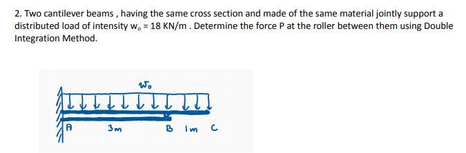 Solved 2. Two cantilever beams, having the same cross | Chegg.com