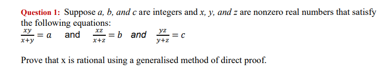 Solved Question 1: Suppose a,b, and c are integers and x,y, | Chegg.com