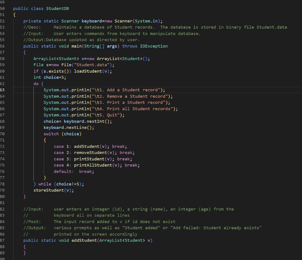 Solved For Hw4 you will create a Student Database | Chegg.com