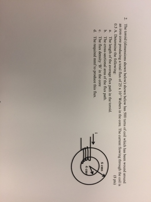 Solved 2. The toroid (dimensions shown below) shown below | Chegg.com
