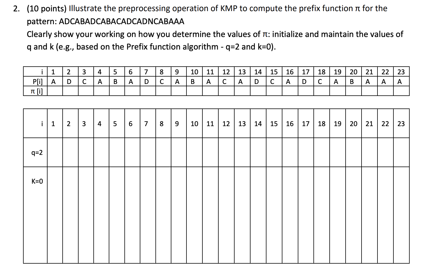 Solved 2. (10 points) Illustrate the preprocessing operation | Chegg.com