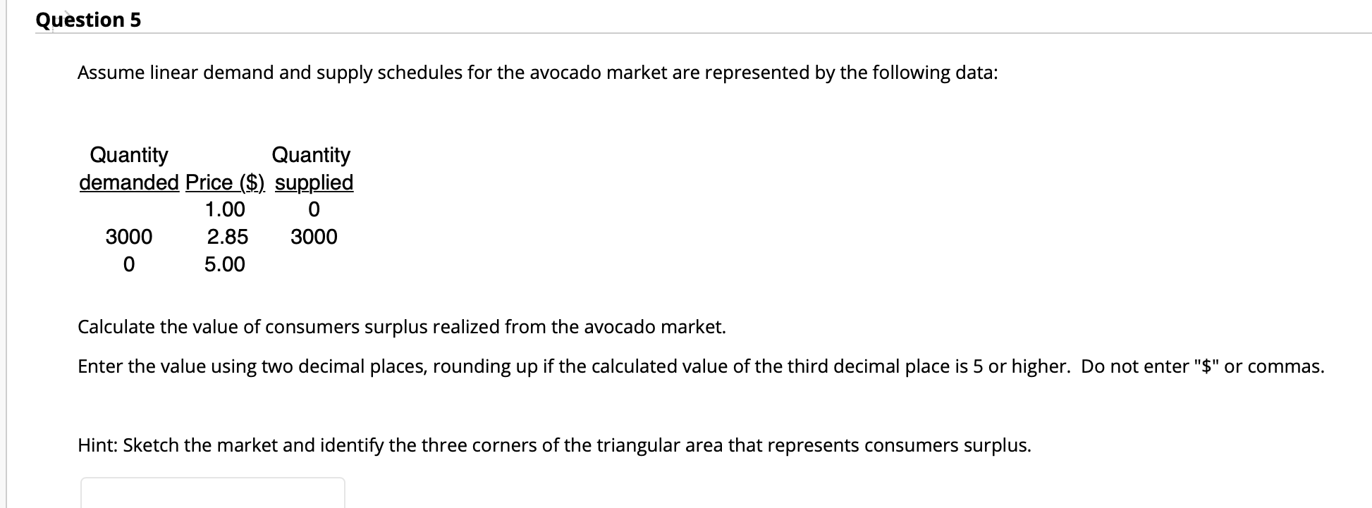 Solved Question 5 Assume linear demand and supply schedules | Chegg.com