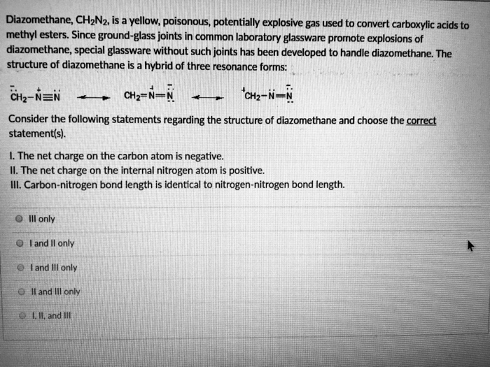 Solved Diazomethane, CH2N2, is a yellow, poisonous, | Chegg.com