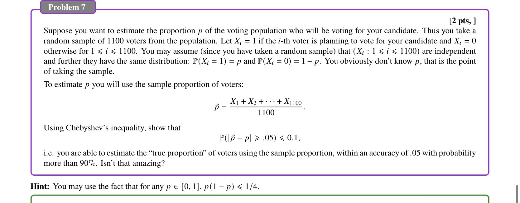 Solved Problem 7[2 ﻿pts, ]Suppose you want to estimate the | Chegg.com