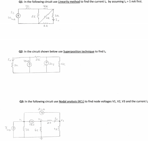 Solved Q1: ln the following circuit use Linearity method to | Chegg.com