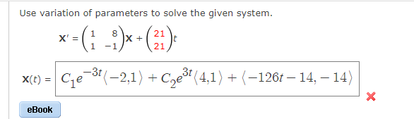 Solved Use variation of parameters to solve the given | Chegg.com