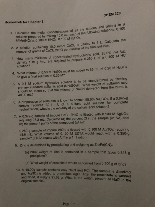 Solved Calculate the molar concentrations of all the cations | Chegg.com
