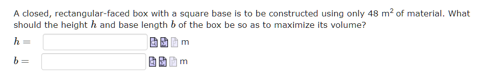 Solved A closed, rectangular-faced box with a square base is | Chegg.com