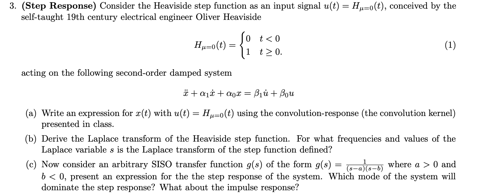 = 0 3. (Step Response) Consider the Heaviside step | Chegg.com