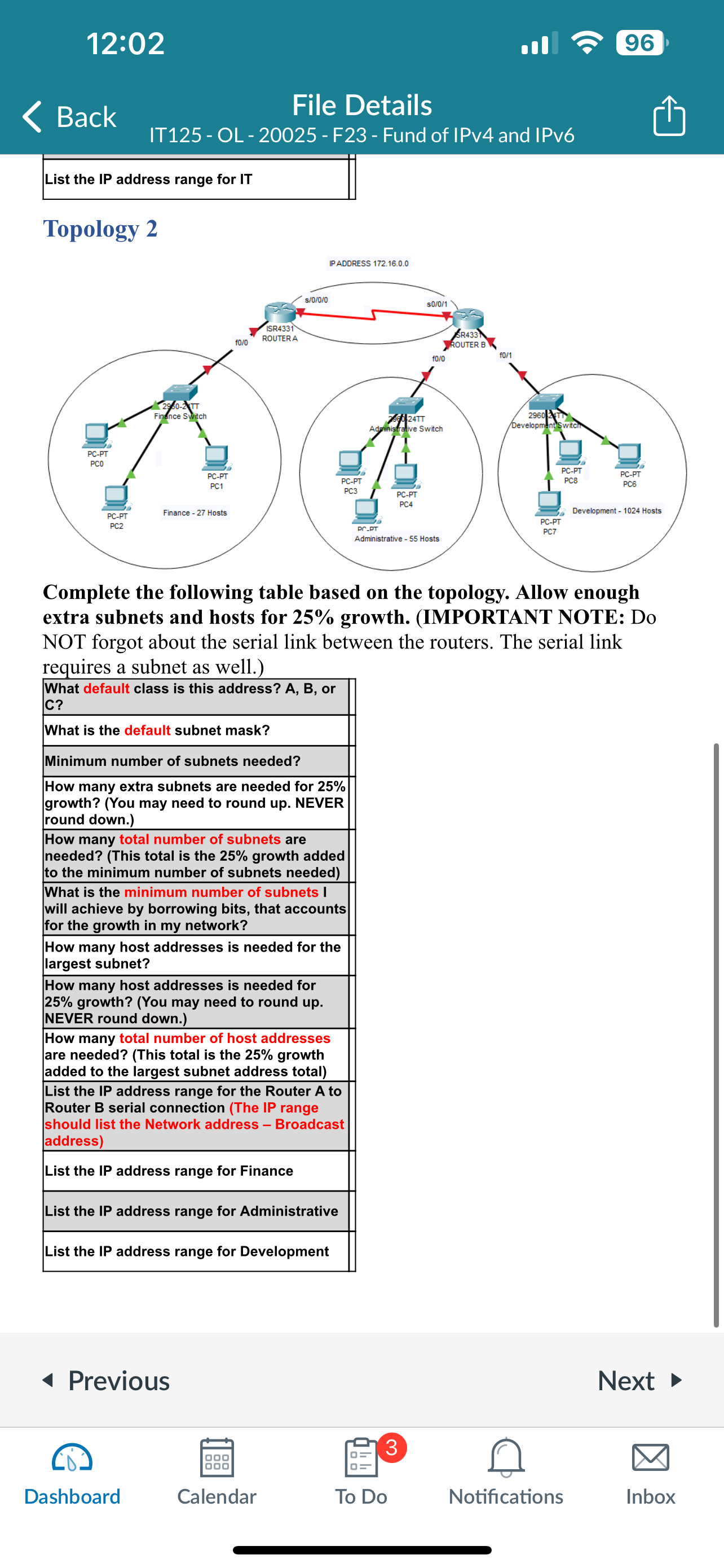 Solved Practical Subnetting Worksheet When Completing This