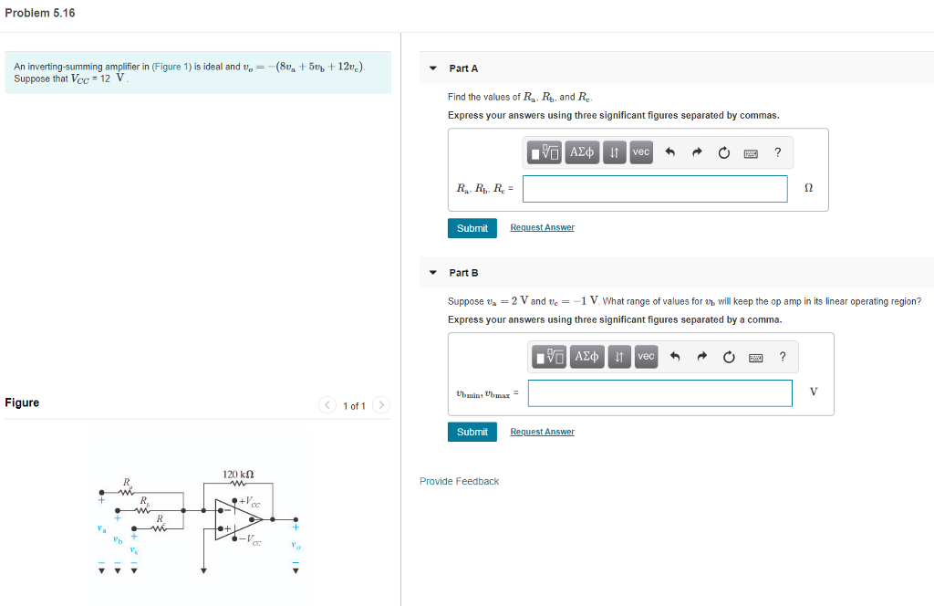 Solved Problem 5.16 An inverting-summing amplifier in | Chegg.com
