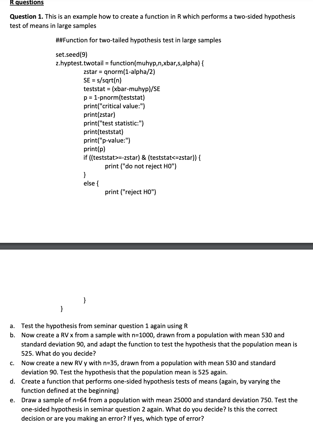 Solved R questions Question 1. This is an example how to | Chegg.com