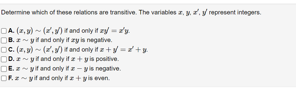 Solved Determine which of these relations are transitive. | Chegg.com