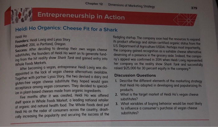 Solved What is the target market of Heidi Ho’s vegan cheese | Chegg.com