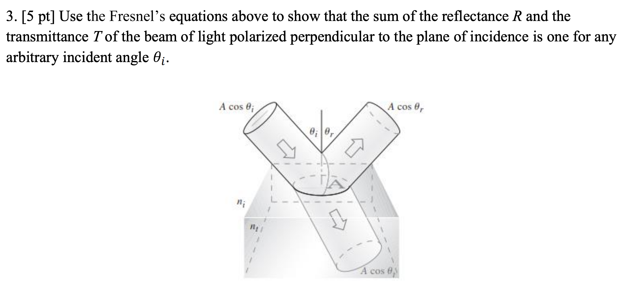 Solved 3. [5 pt] Use the Fresnel's equations above to show | Chegg.com