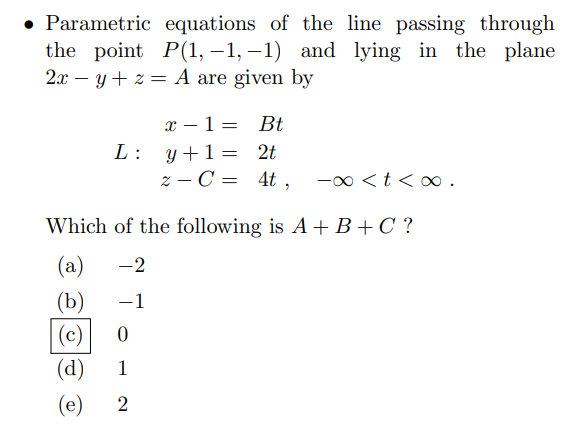Solved Parametric equations of the line passing through the | Chegg.com