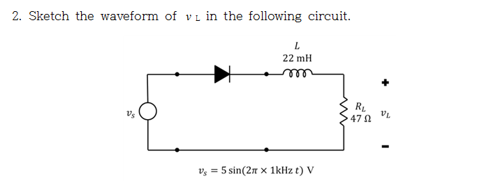 Solved 2. Sketch the waveform of VL in the following | Chegg.com