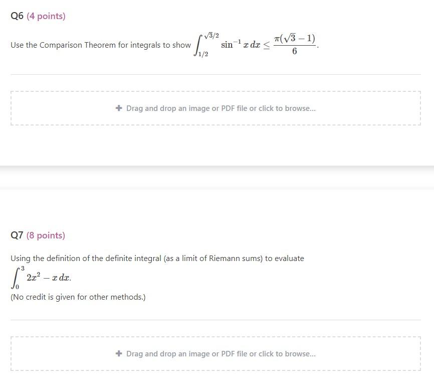 Solved Use the Comparison Theorem for integrals to show | Chegg.com