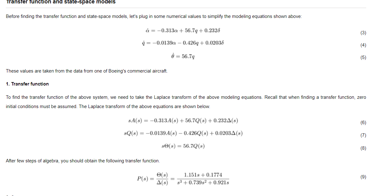 Solved The equations governing the motion of an aircraft are | Chegg.com