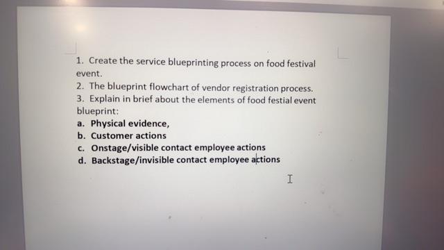 Solved 1. Create the service blueprinting process on food | Chegg.com