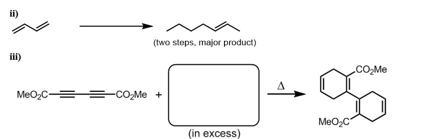 Solved (two steps, major product) CO2Me MeOC-= =-CO2Me + | Chegg.com