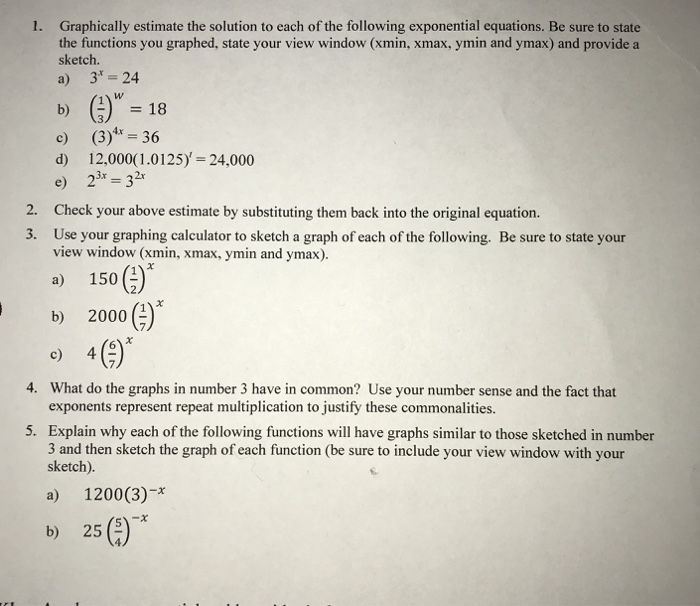 Solved 1. Graphically estimate the solution to each of the | Chegg.com