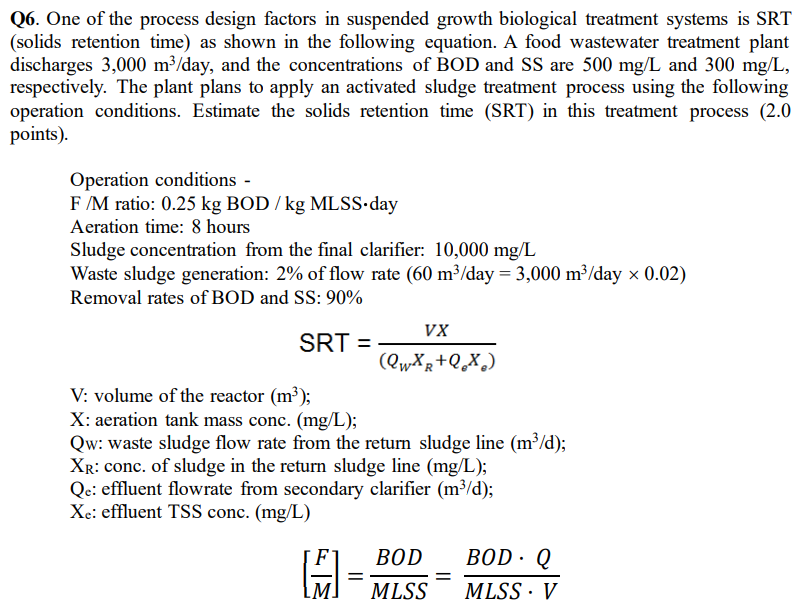 Solved Q6. One of the process design factors in suspended | Chegg.com