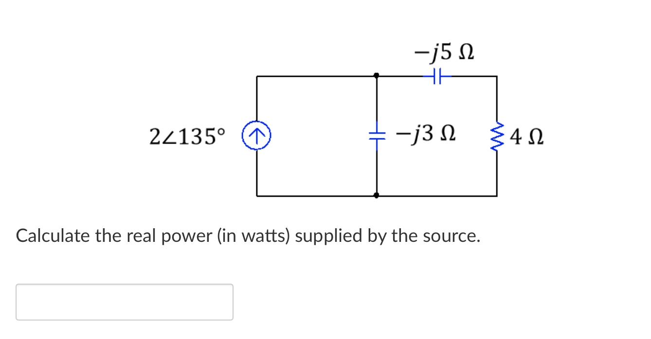 Solved Calculate the real power (in watts) supplied by the | Chegg.com