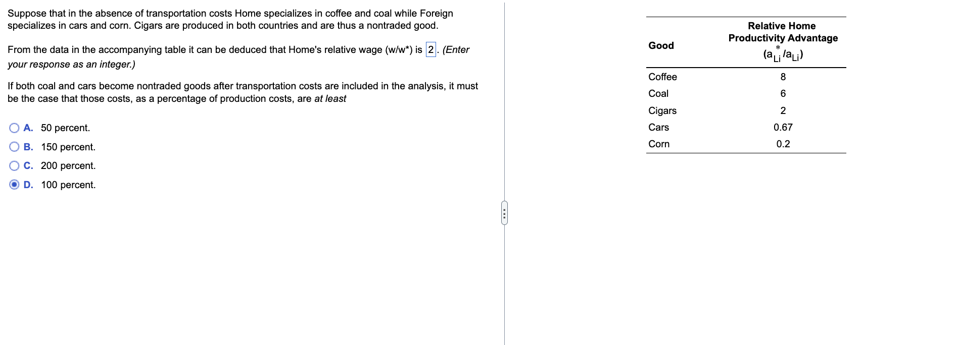 Solved Suppose that in the absence of transportation costs | Chegg.com