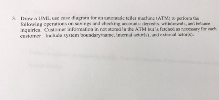 Solved Draw a UML use case diagram for an automatic teller | Chegg.com