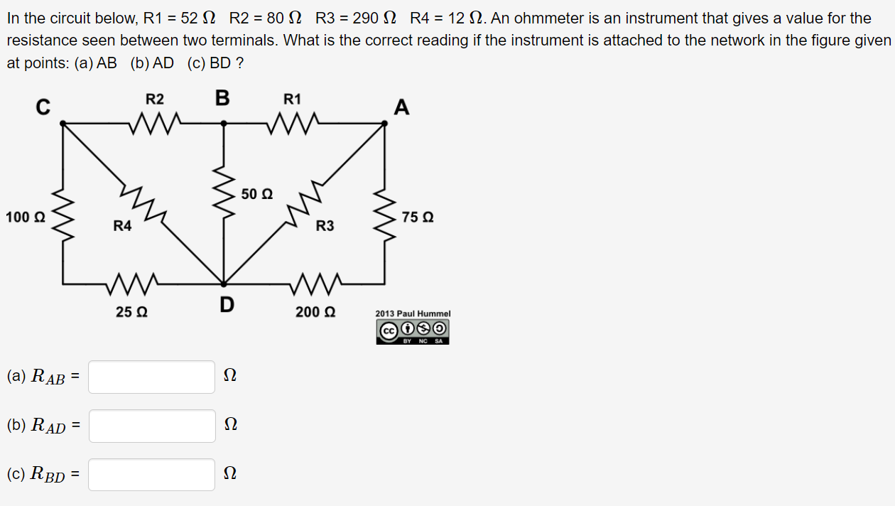 Solved In the circuit below, R1=52ΩR2=80ΩR3=290ΩR4=12Ω. An | Chegg.com