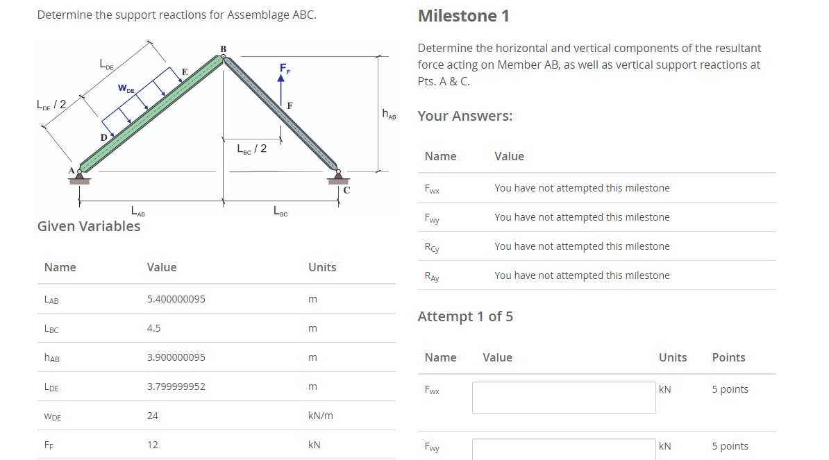 Solved Determine the support reactions for Assemblage ABC. | Chegg.com