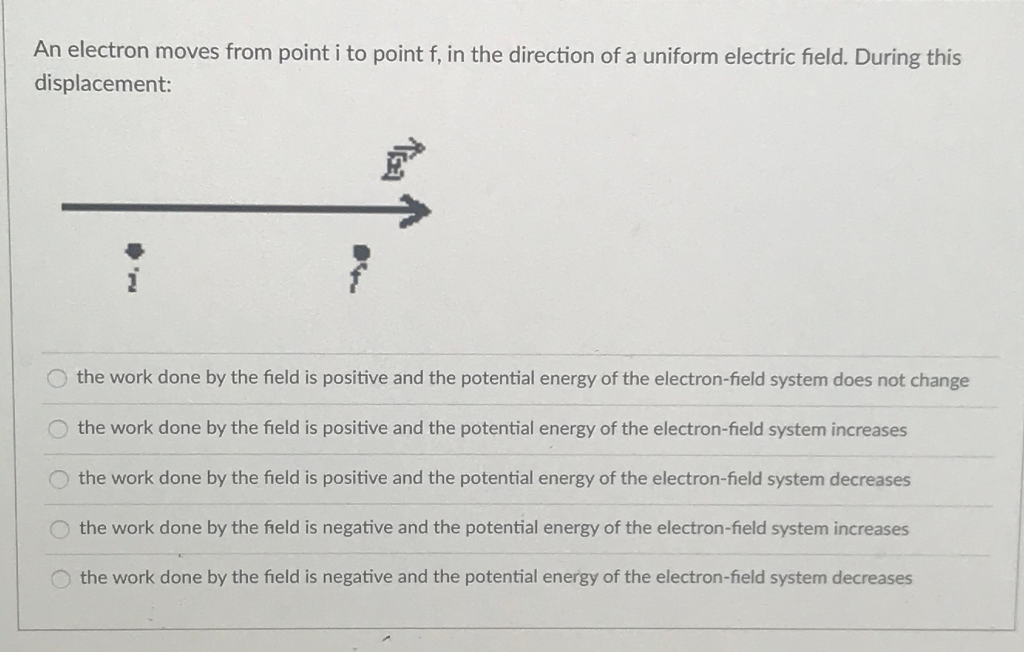 Solved An electron moves from point i to point f, in the | Chegg.com