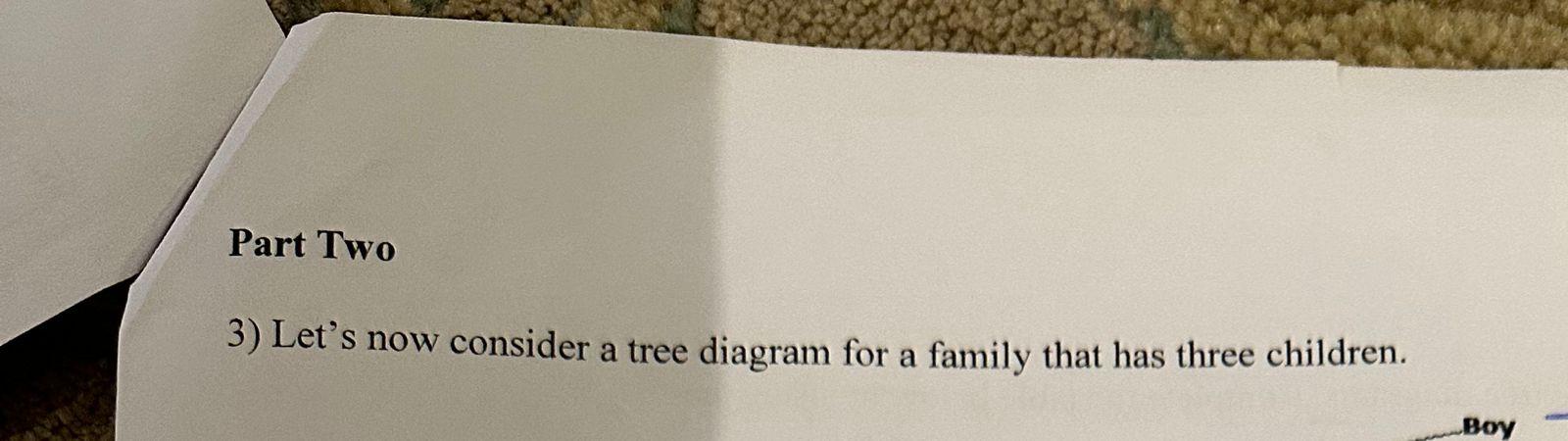 Solved 3) Let's now consider a tree diagram for a family | Chegg.com