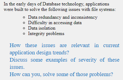 Solved In the early days of Database technology, | Chegg.com