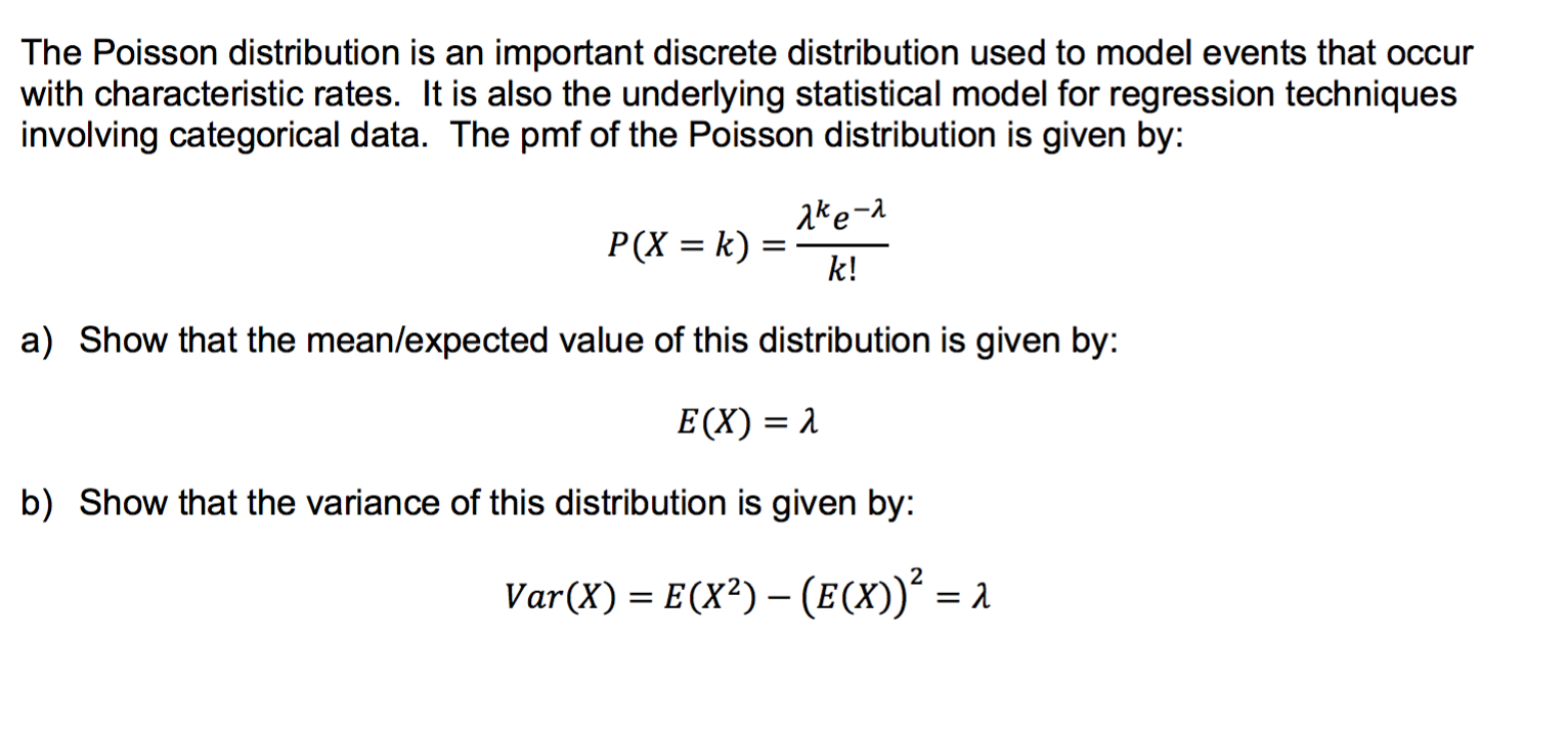 Solved The Poisson distribution is an important discrete | Chegg.com