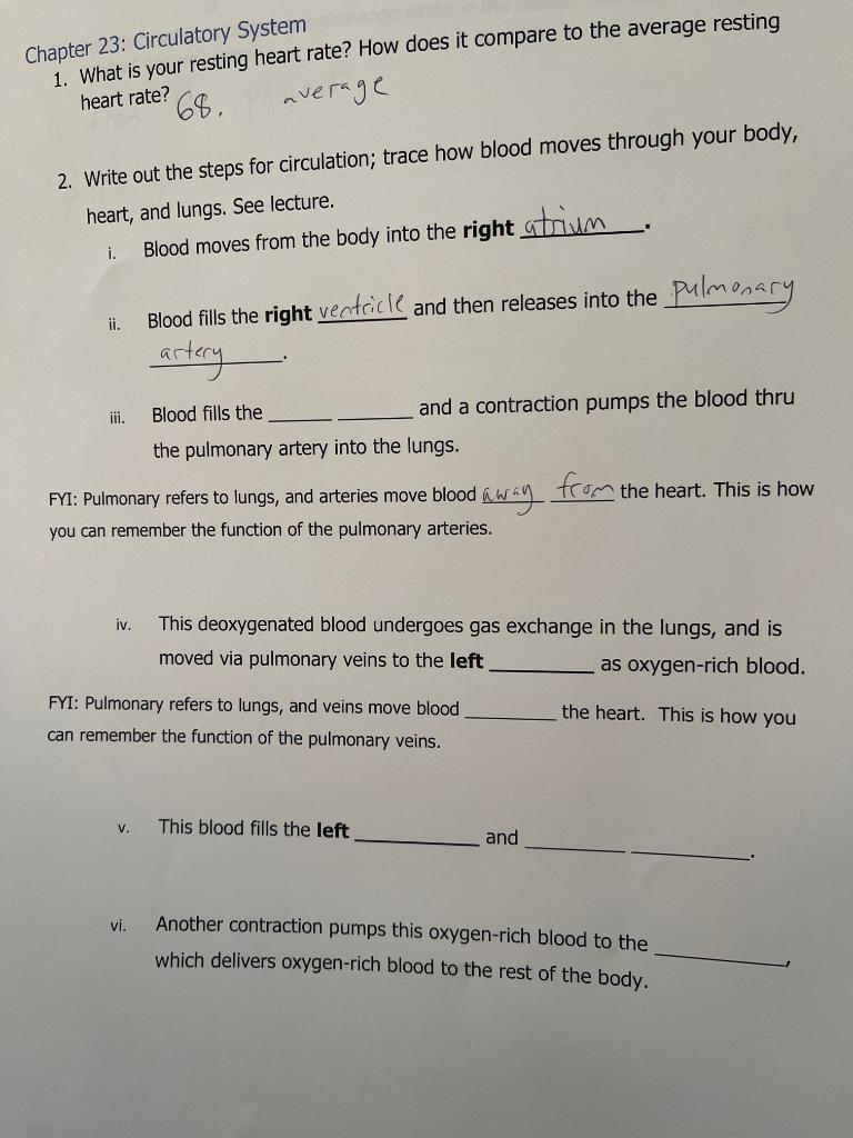 Solved 1. What is your resting heart rate? How does it | Chegg.com