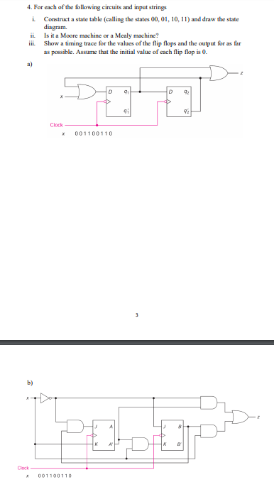Solved 4. For each of the following circuits and input | Chegg.com