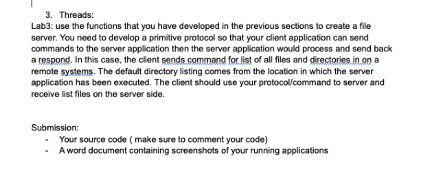 Solved 3. Threads: Lab3: use the functions that you have | Chegg.com