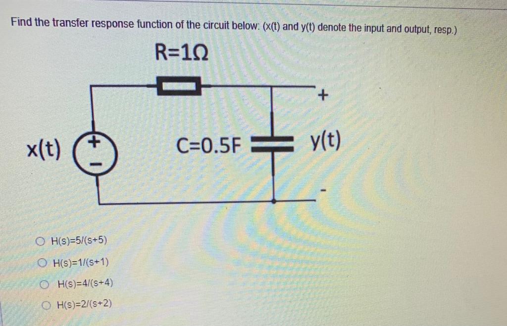 Solved Find the transfer response function of the circuit | Chegg.com