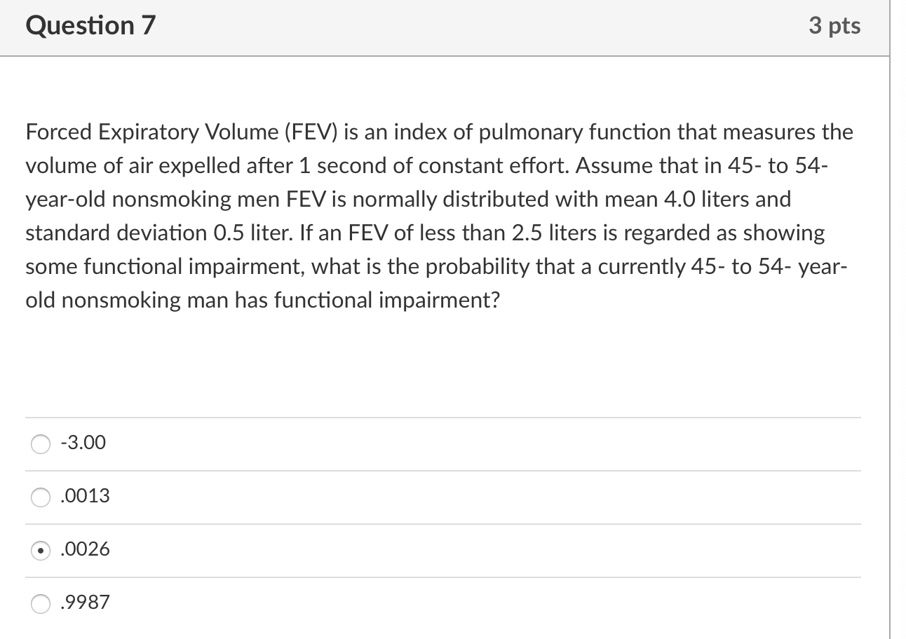Solved Forced Expiratory Volume (FEV) is an index of | Chegg.com