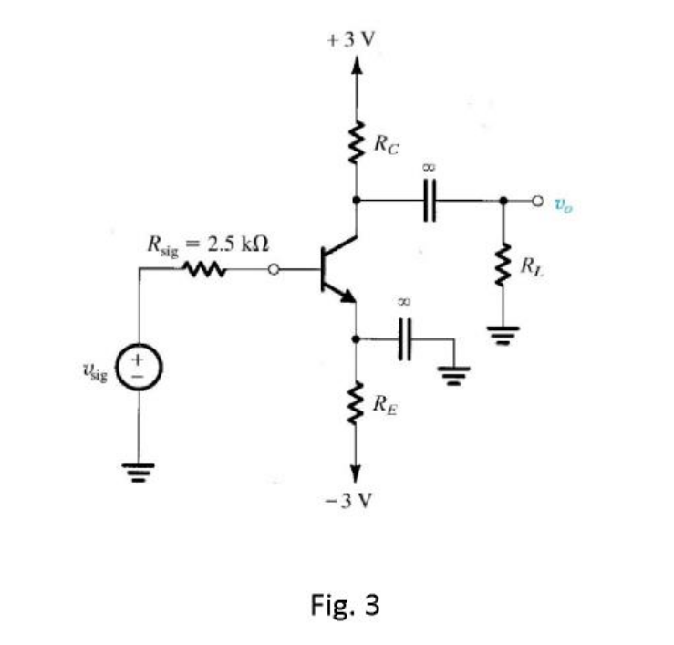 Solved In the circuit of Fig. 3,vsig is a small sine-wave | Chegg.com