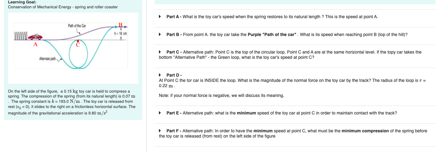 Solved Learning Goal: Conservation of Mechanical Energy - | Chegg.com