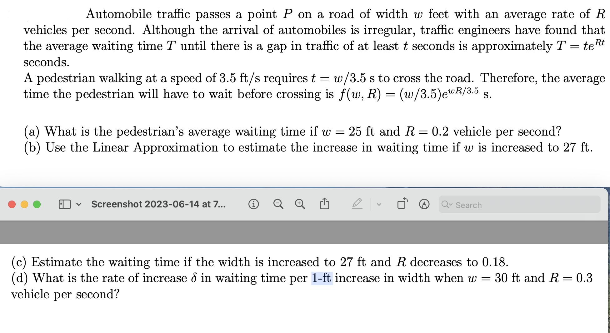 Solved Automobile traffic passes a point P on a road of | Chegg.com